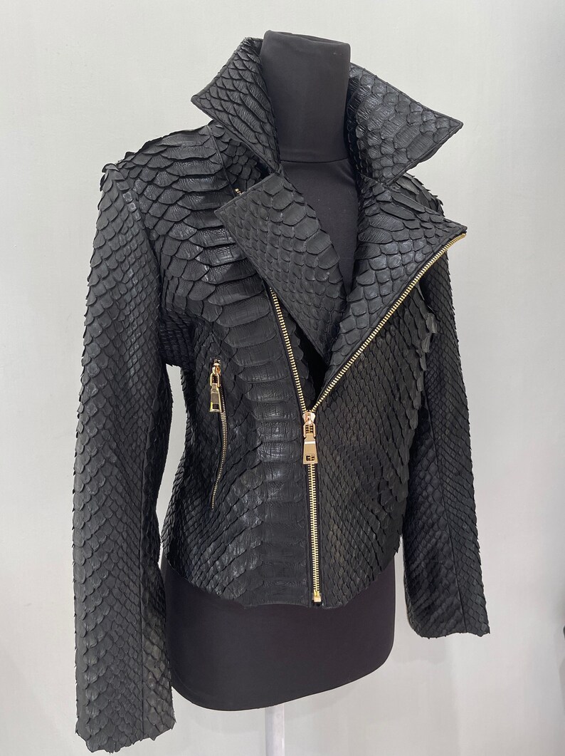 King Python Leather Jacket Women's Snakeskin Jacket | Etsy
