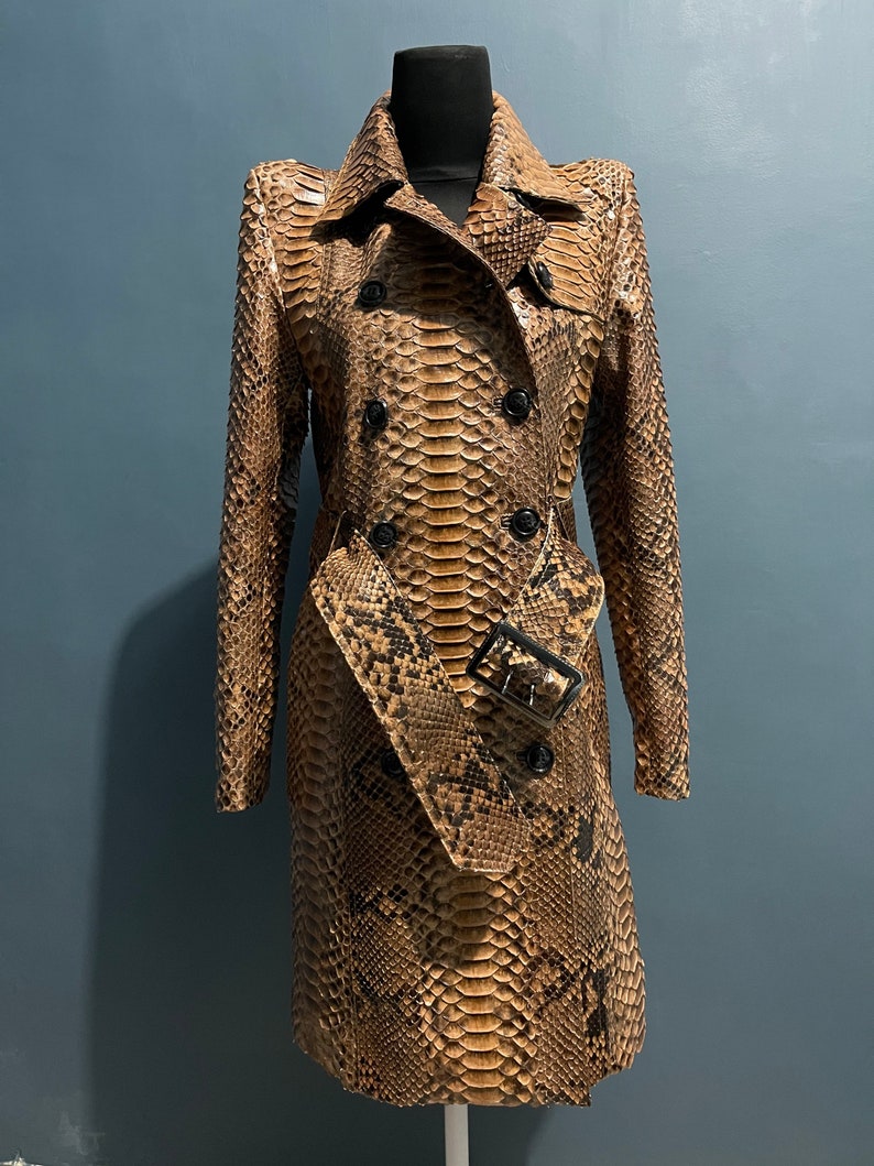 Woman's Dragon Python Leather Trench Coat Snakeskin - Etsy