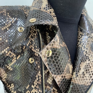 Custom Man’s Snakeskin Biker Jacket, Motor Python Leather Jacket, Brown ...