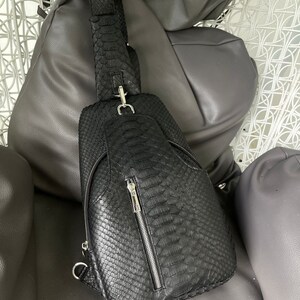 Snakeskin Backpack, Unisex Python Leather Backpack, Leather Rucksack ...