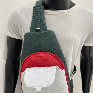 Snakeskin Backpack, Unisex Python Leather Backpack, Leather Rucksack ...