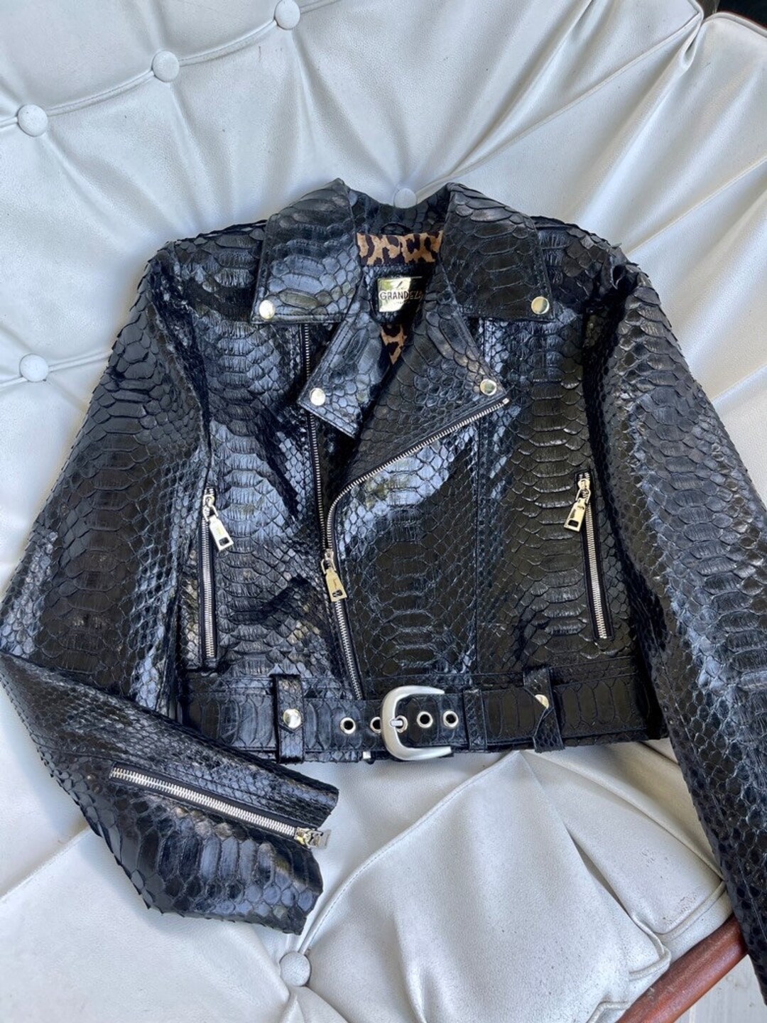 Custom Snakeskin Biker Jacket Python Leather Jacket Womans - Etsy