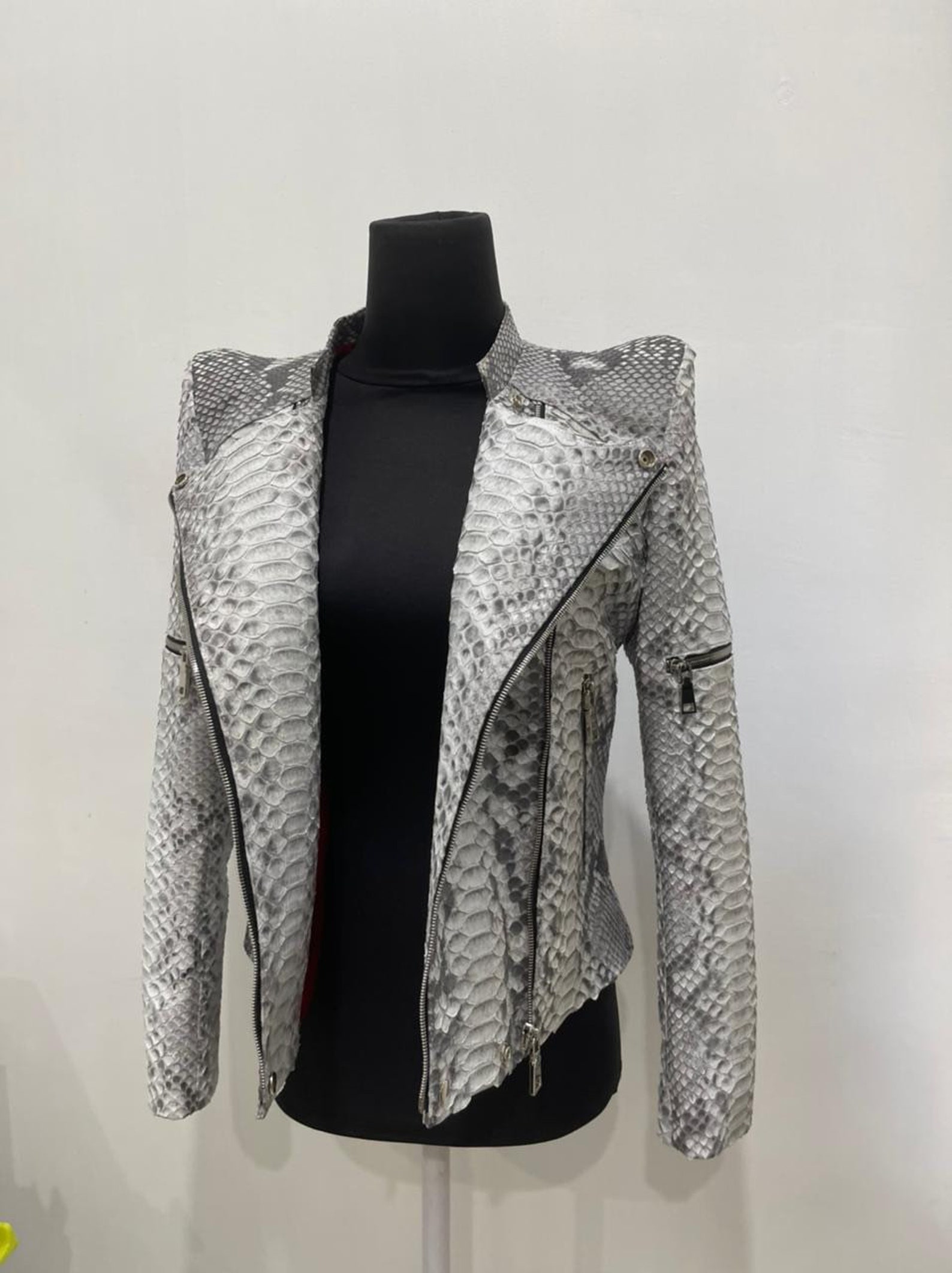 Women's Snakeskin Jacket Python Leather Jacket Elegant | Etsy