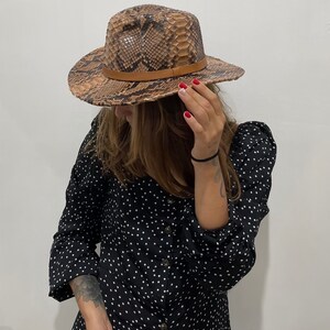 Snakeskin Hat, Python Leather Cowboy Hat, Leather Cap, Python Leather ...