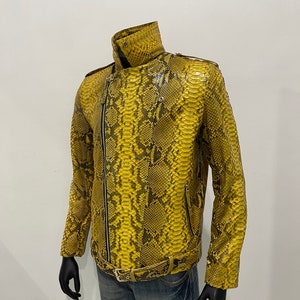 Custom Man’s Snakeskin Biker Jacket, Motor Python Leather Jacket ...