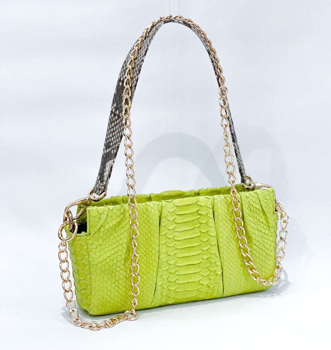 Green Snakeskin Crossbody Bag Emerald Python Leather Bag Green Leather ...