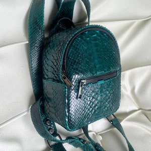 Python Leather Backpack, Snakeskin Backpack, Geen Leather Rucksack ...