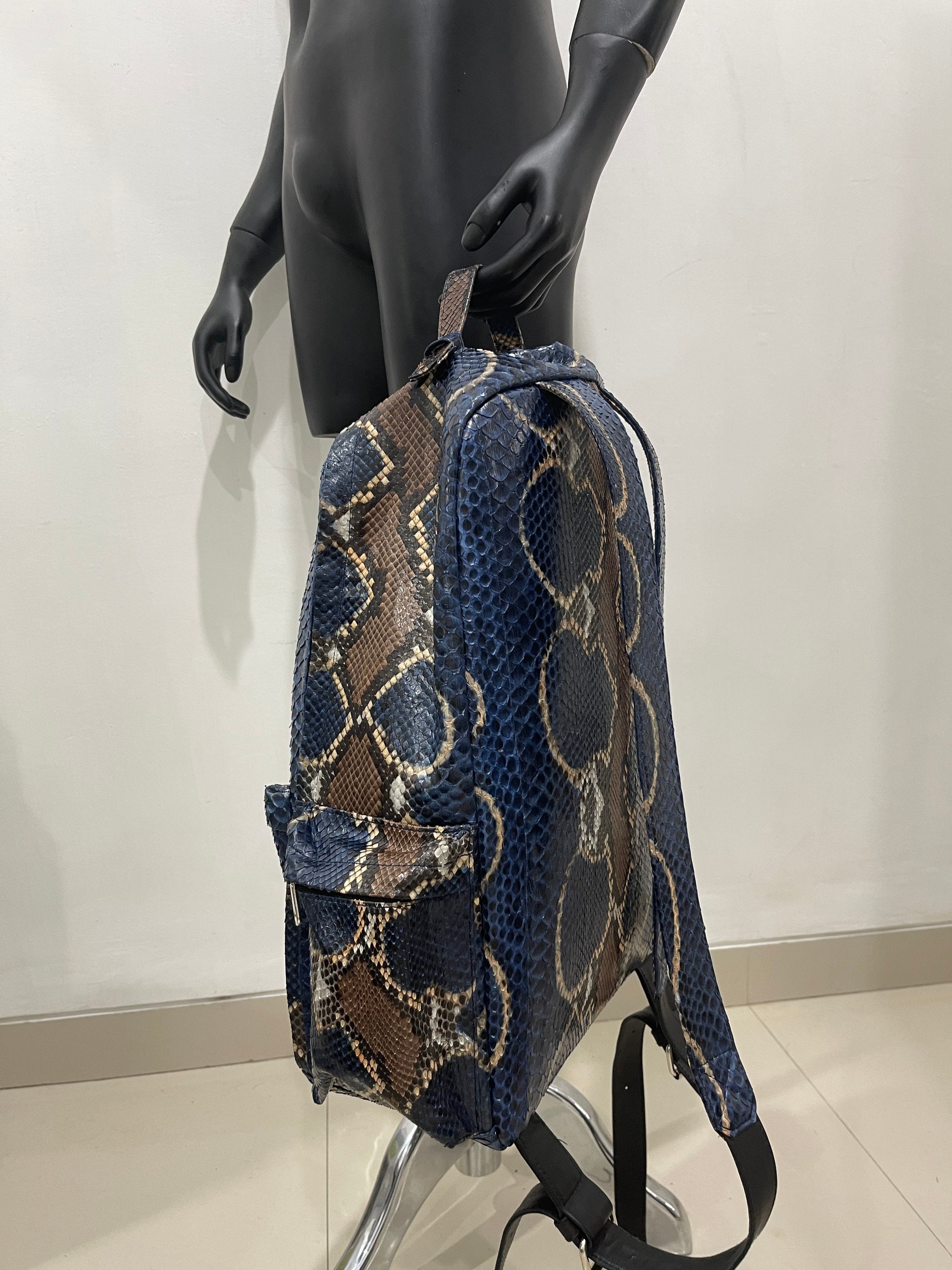 Snakeskin Backpack, Python Leather Backpack, Multicolor Leather ...