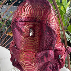 Snakeskin Backpack | Unisex Black Python Leather Backpack | Glossy ...