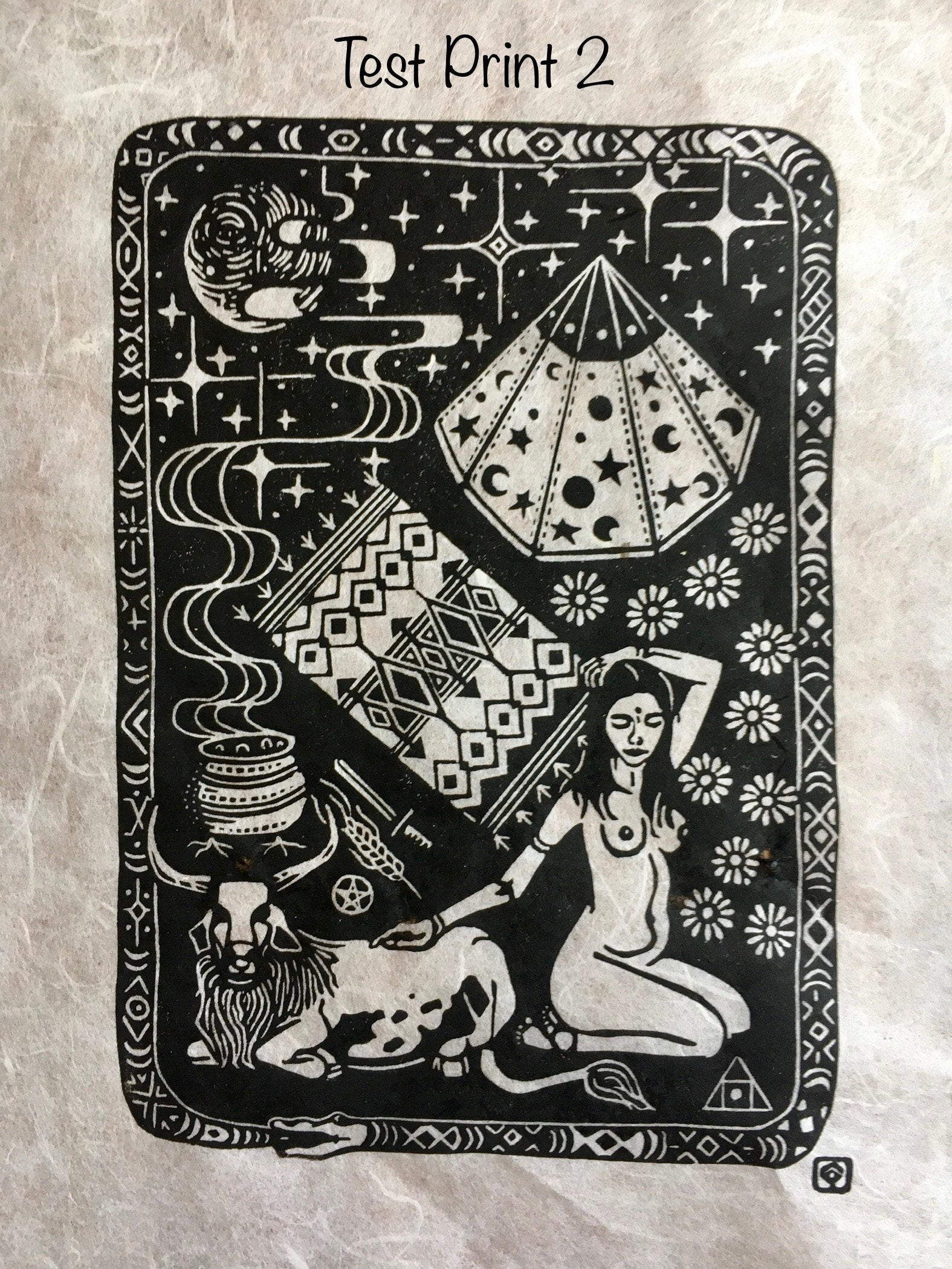 Ritual // Black Lino Print on Rice Paper // A4 - Etsy