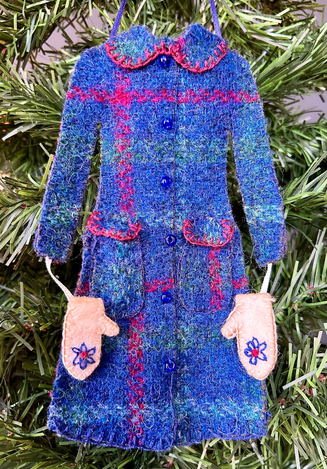 Harris Tweed Wool Coat Christmas Ornament, Merino Mittens - Etsy