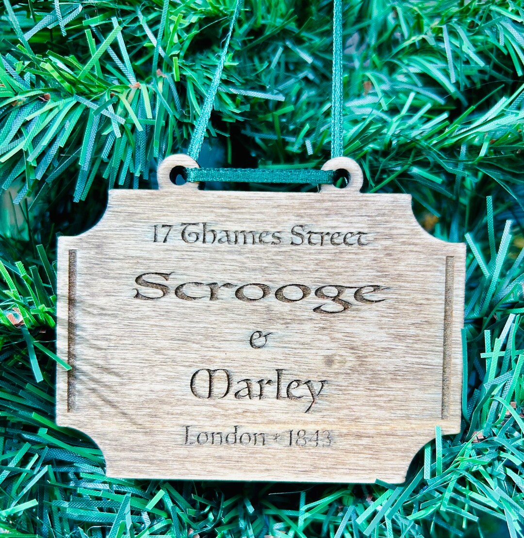 Scrooge & Marley Wood Christmas Ornament, Dickens Inspired Xmas ...