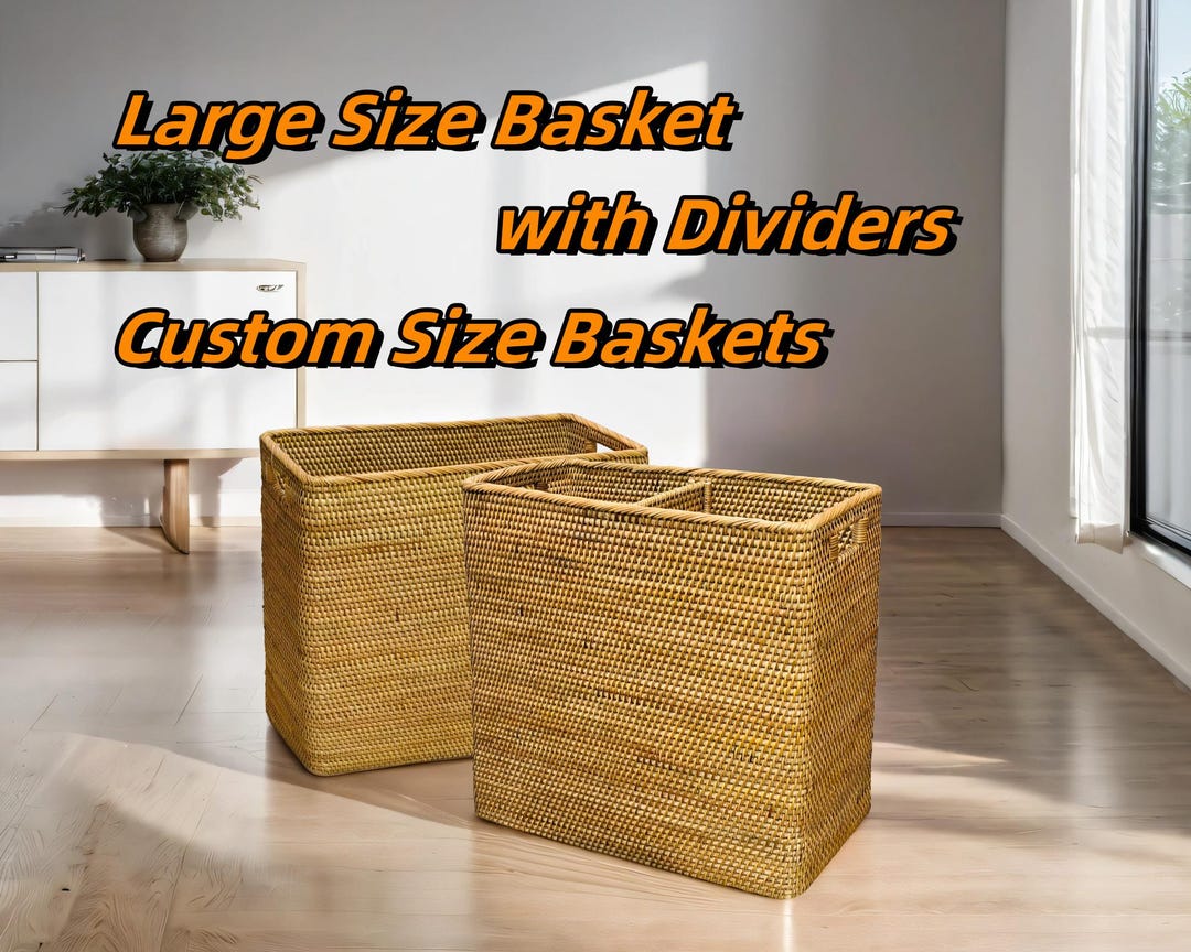 Large Size Rattan Woven Baskets With Divider,custom Size Rattan Woven ...