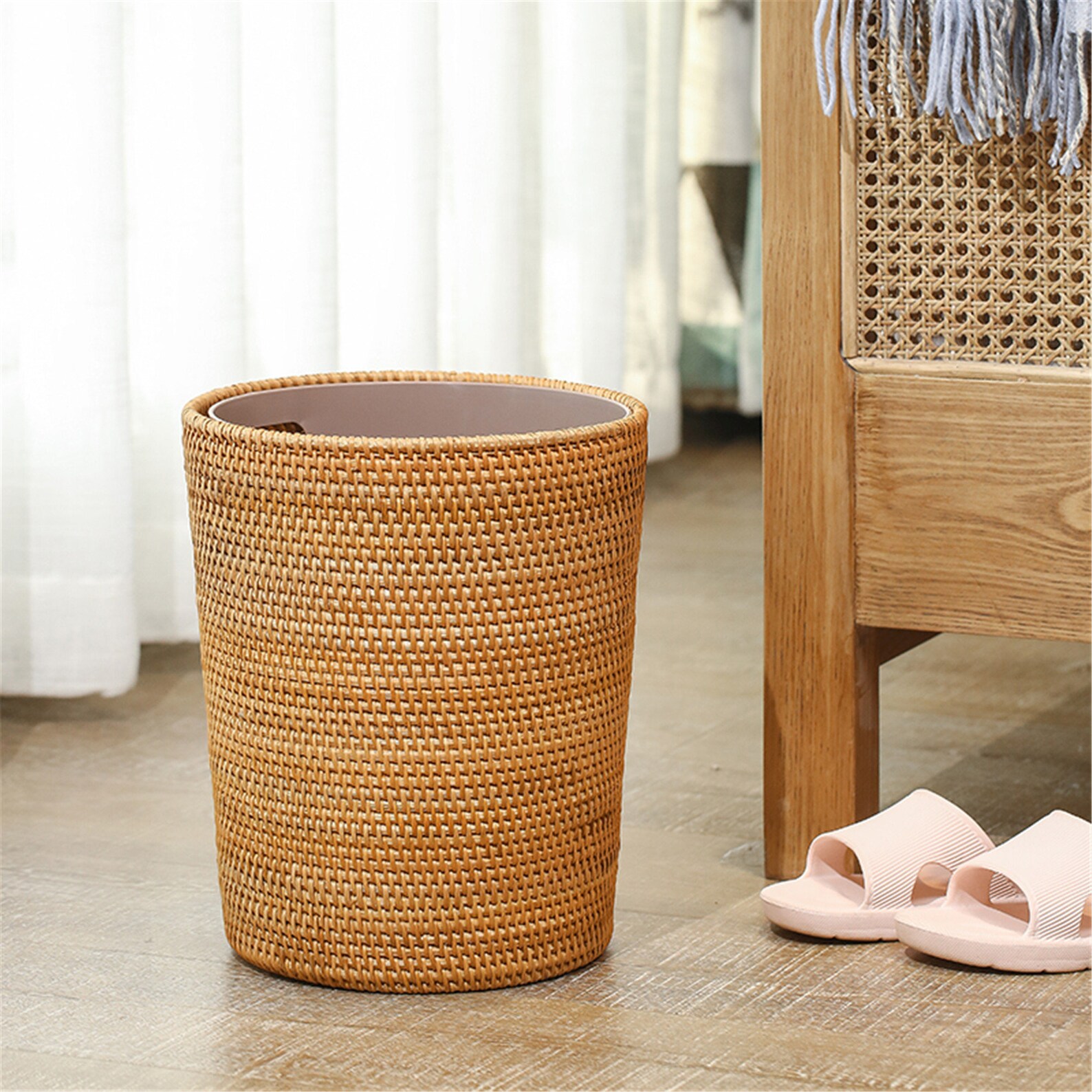 Rattan Woven Storage Tube Trash Storage Basket Cylinder With - Etsy