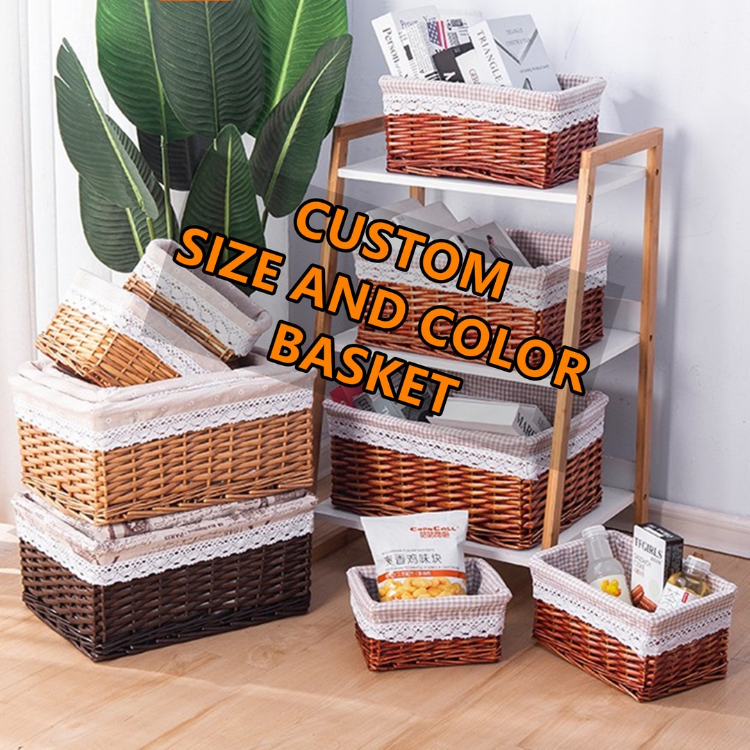 Custom Size and Color Wicker Woven Baskets With Liner and Lid,wicker ...