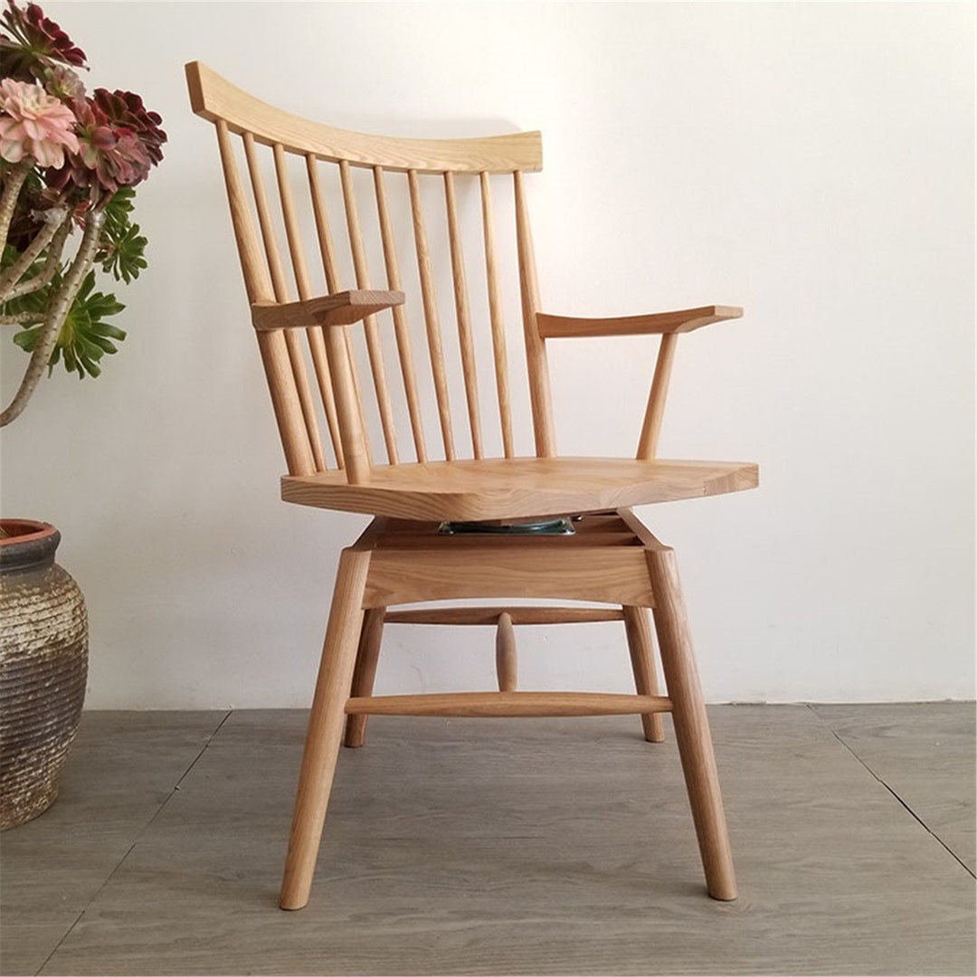 Creative Solid Wood Swivel Chair Japanese-style Study Chair - Etsy