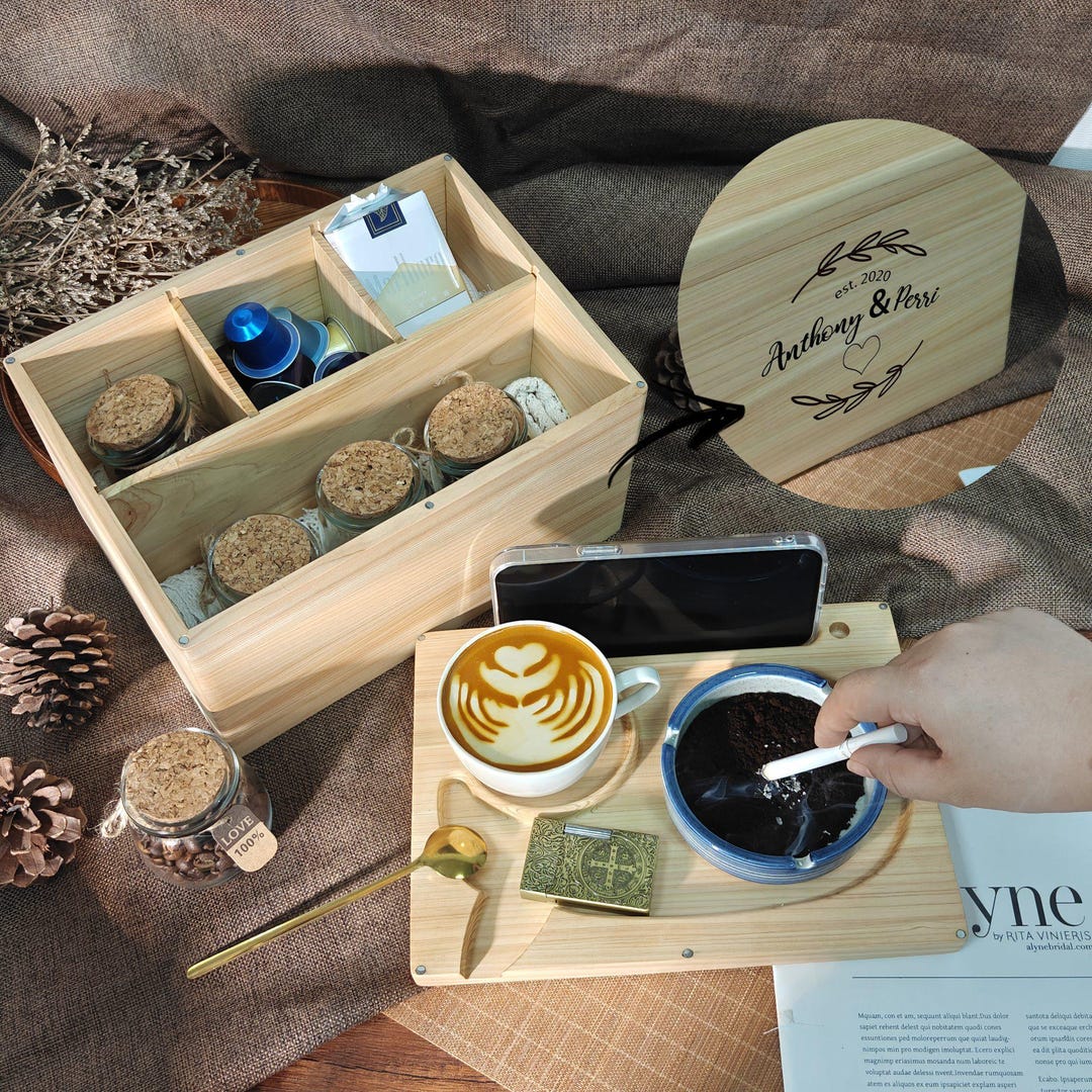 Custom Name Hinoki Wood Storage Box With Removable Dividers,message Box ...
