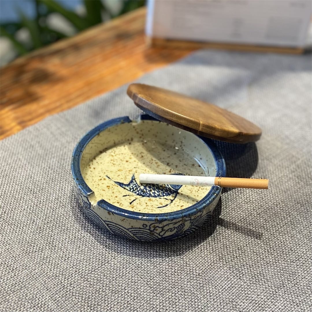 Custom Japanese-style Retro Ceramic Ashtray,ceramic Anti-flying Ashtray ...