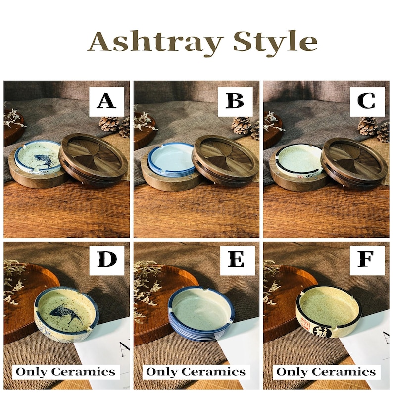 Custom Japanese-style Rotating Lid Magnetic Ashtray,black Walnut Color ...