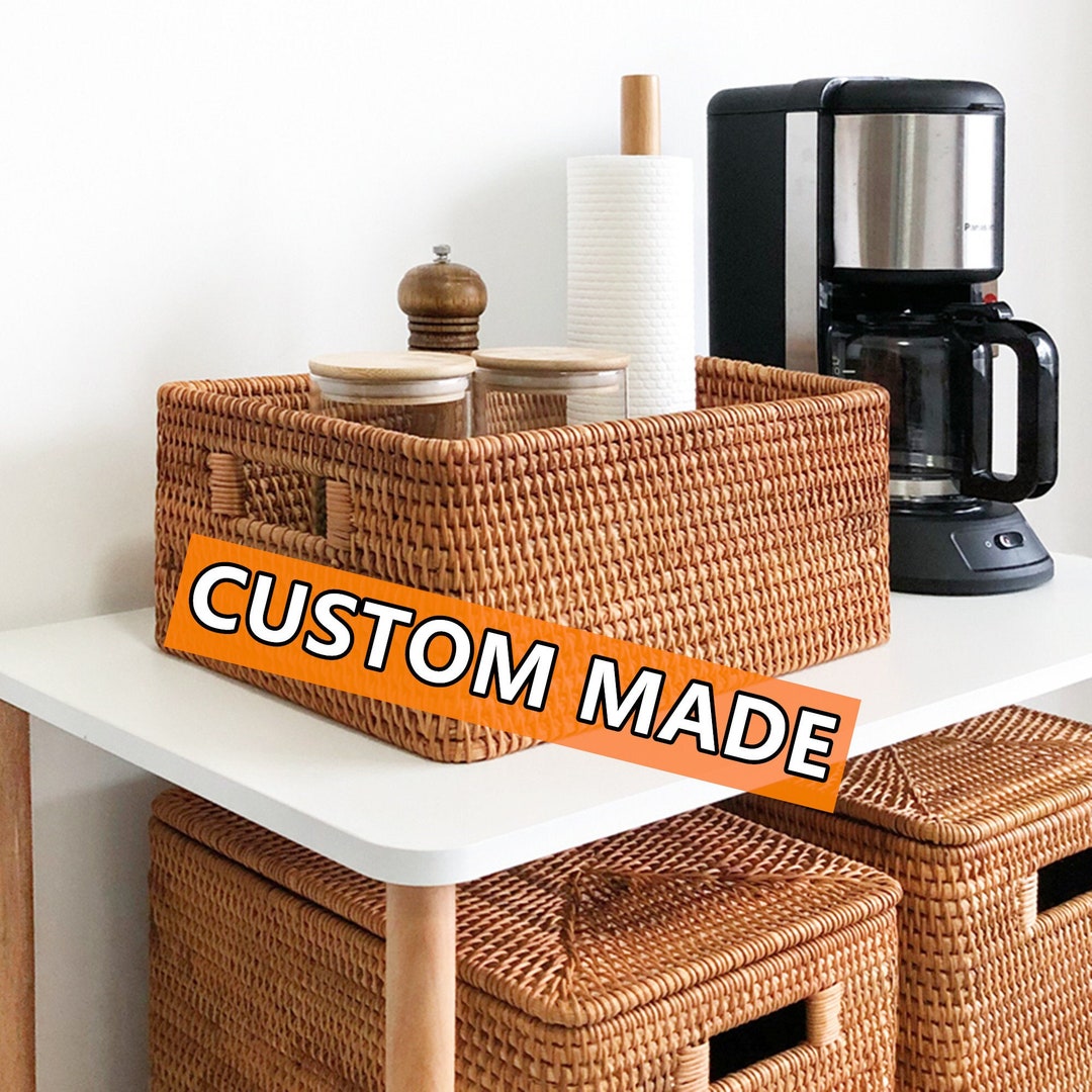 Custom Size Rattan Woven Storage Baskets With Lid,rattan Woven Basket ...