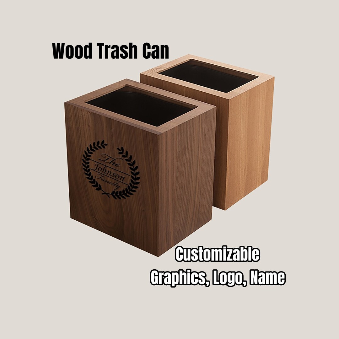 Custom Solid Wood Cuboid Trash Canwalnut Household Living - Etsy