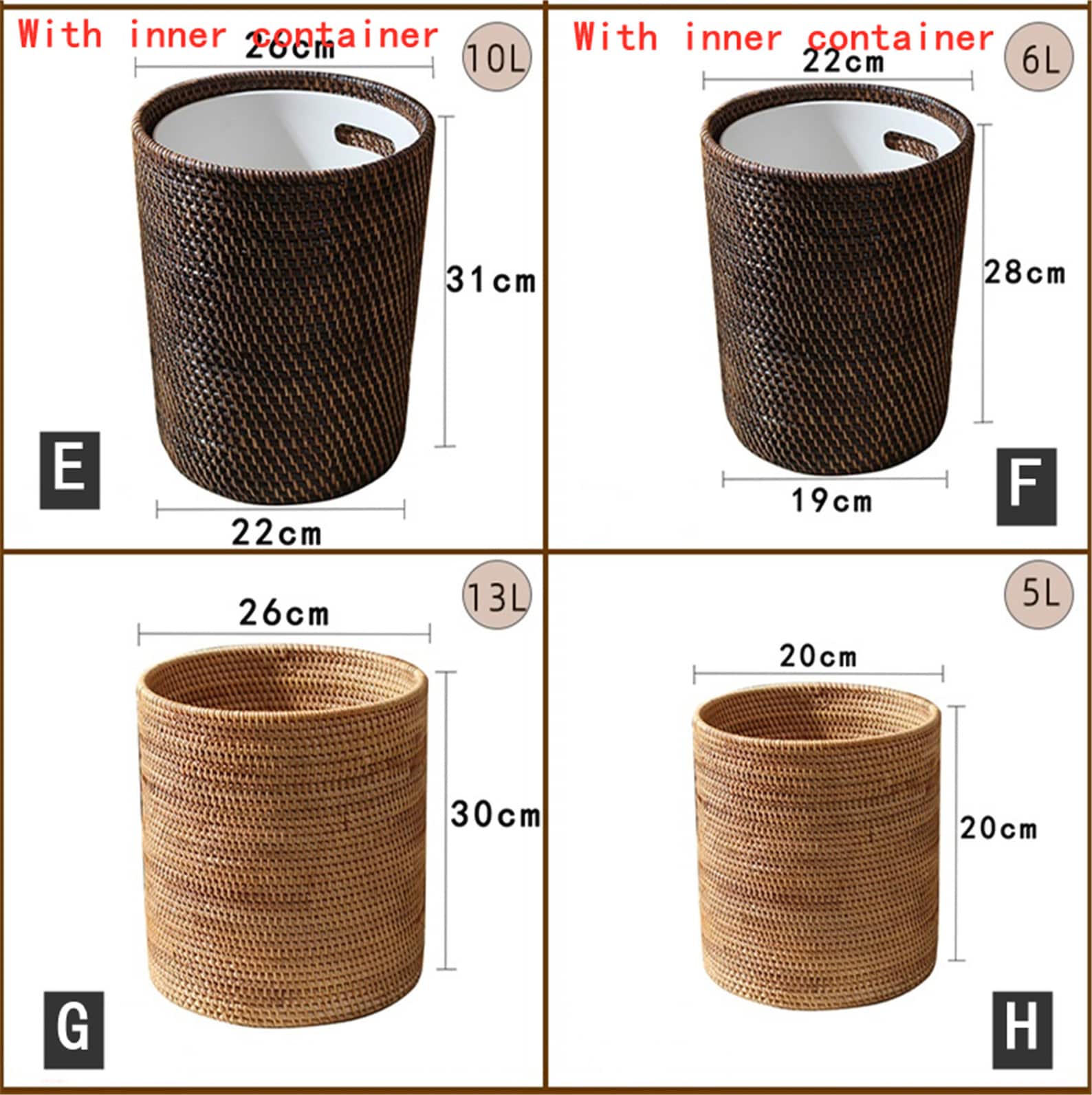 Rattan Woven Storage Tube Trash Storage Basket Cylinder With Liner ...