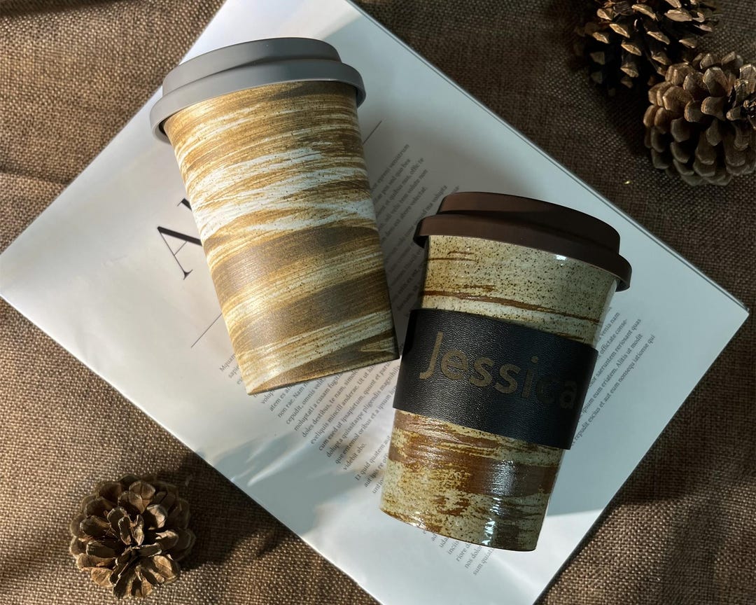 Personalization Retro Japanese Style Ceramics Travel Coffee Mug With ...