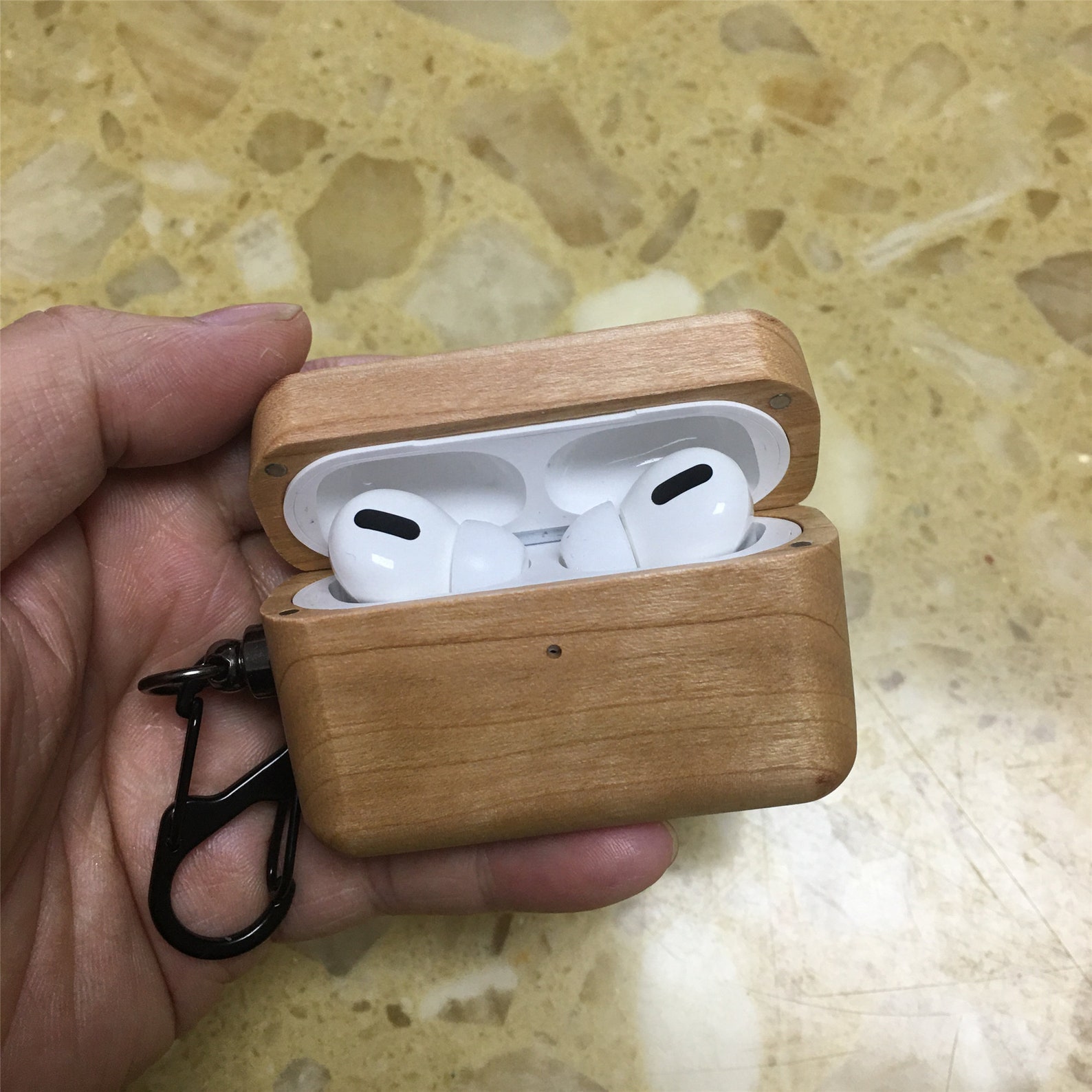 Custom Wooden AirPod Pro Case With Metal Hook Keychain Apple | Etsy