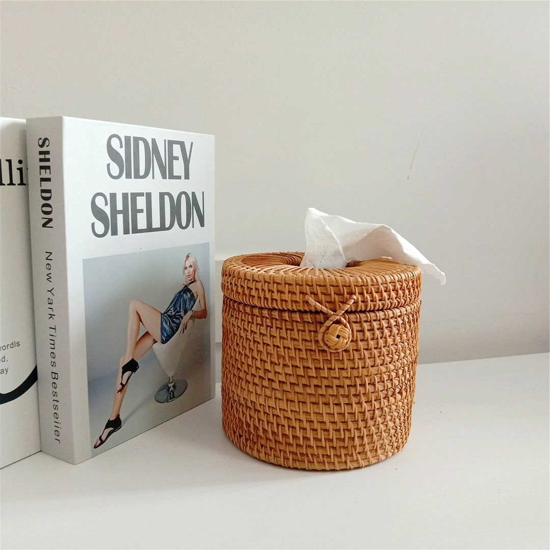 Handmade Rattan Woven Roll Paper Box Tissue Box,bright Home Decor ...