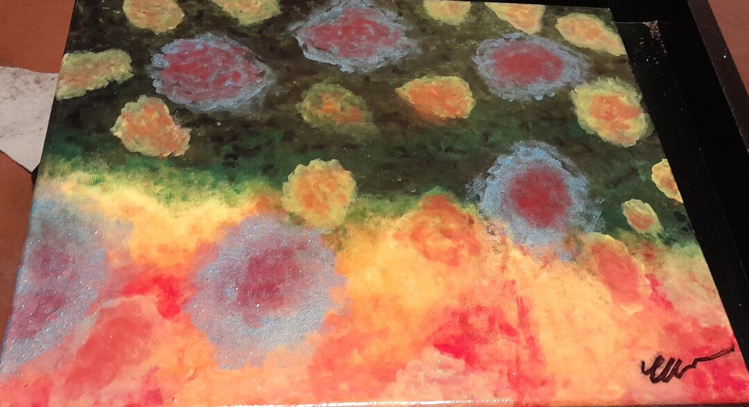 Acrylic Painting of Brook Trout Skin Pattern on Canvas. Electrified the ...