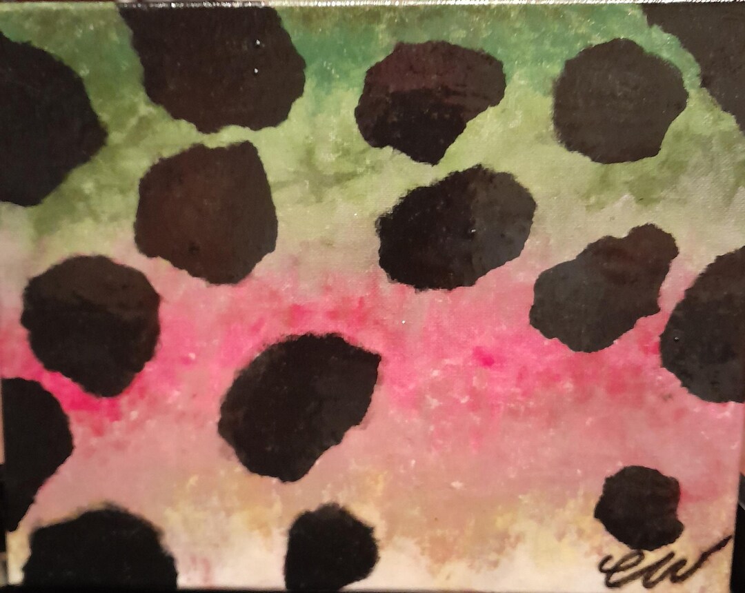 Acrylic Painting of Rainbow Trout Skin Pattern. Canvas Substrate ...