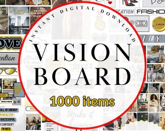 2024 Vision Board Kit,2024 Vision Board Printable,vision Board Kit With Printable Words,black ...
