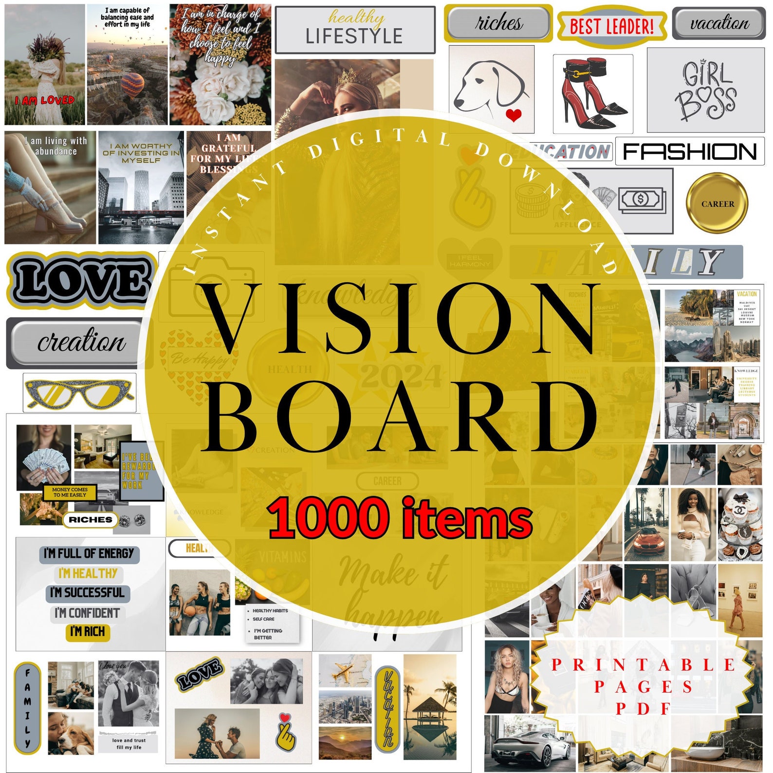Visualize Future. DIY Vision Board 2024. Instant Download PDF. Life ...