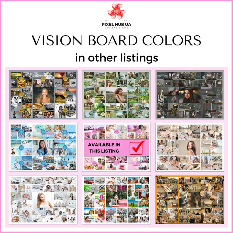Girls Pink Vision Board, Printable Vision Board Kit, Inspiration Images ...