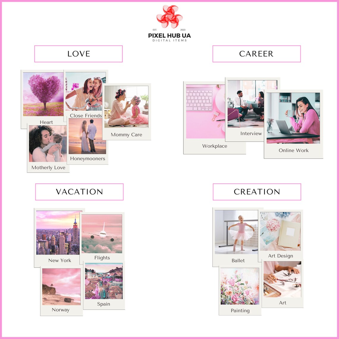 Girls Pink Vision Board, Printable Vision Board Kit, Inspiration Images ...