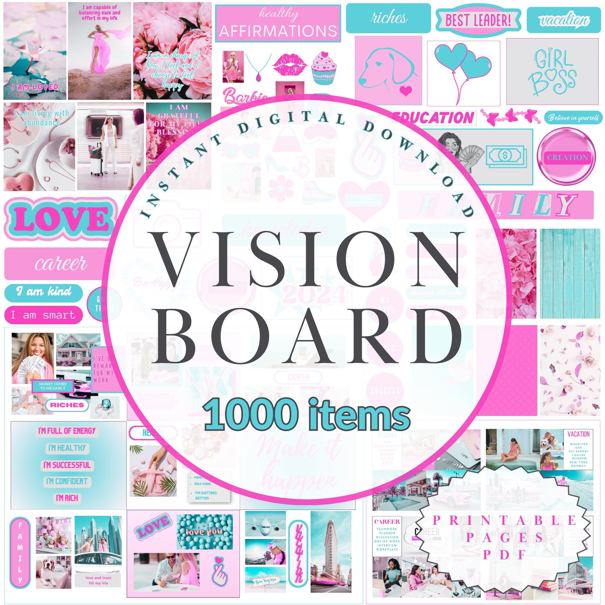 Scrapbooking Vision Board 2024. Printable PDF Mood Board for Women ...