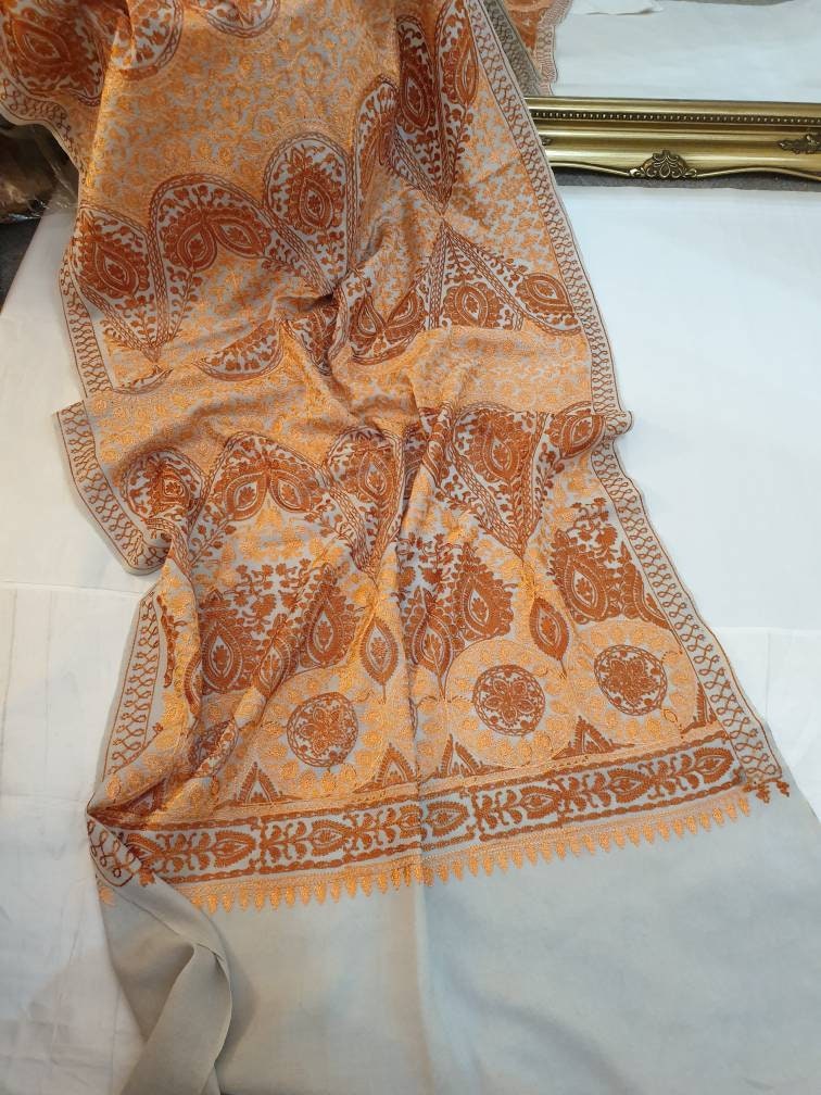 Kashmiri Scarf Stole Shawl|embroidered Shawl,indian Shawl|gifts for Mum ...