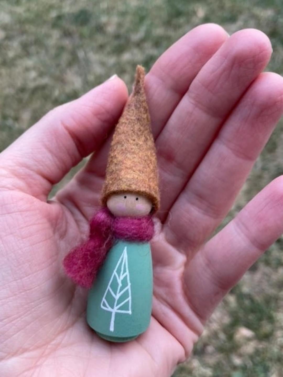 Green Handmade Elf Peg Doll Gnome Christmas Elf - Etsy