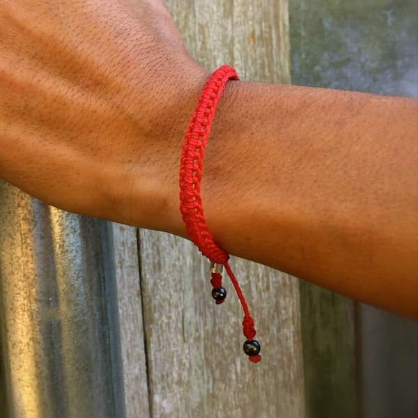Red Macrame Bracelet - Etsy