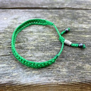 Green Organ Donation Awareness Bracelet, Handmade Adjustable String ...