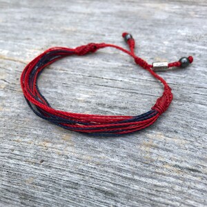 Navy Blue and Red Cord Bracelet | Navy and Red Thread Bracelet | Red ...
