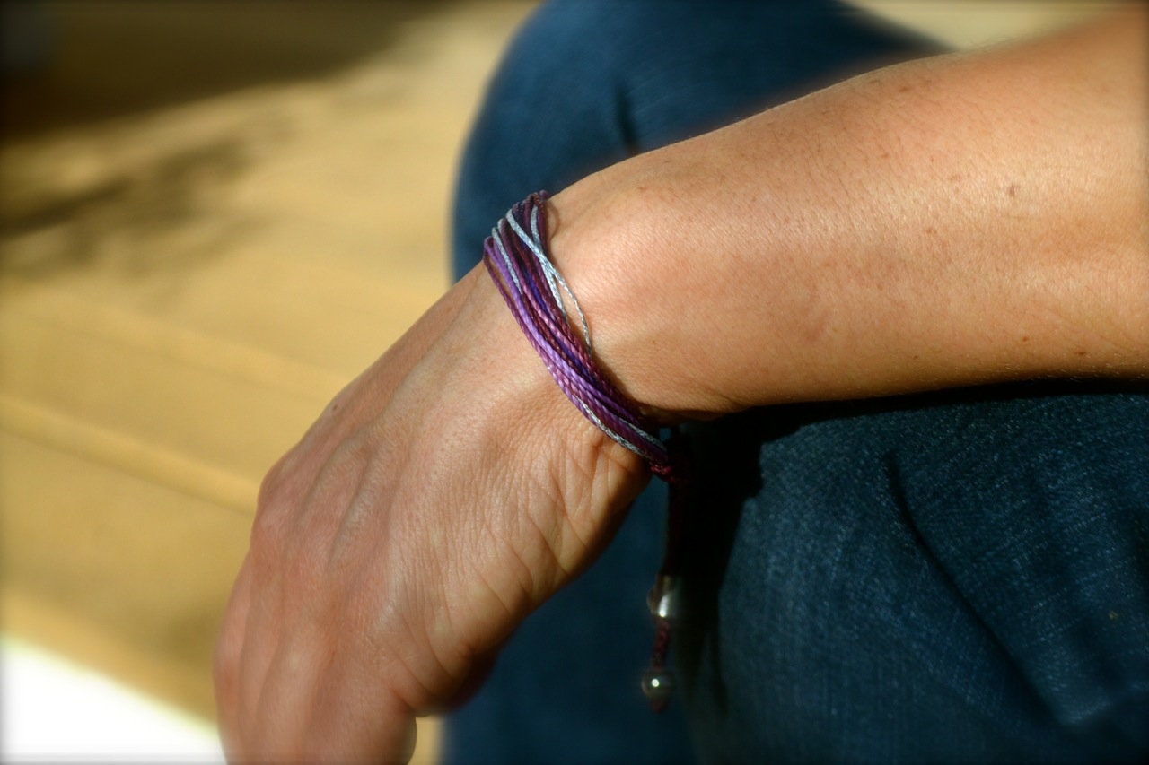 Purple Bracelet Women Silver and Purple String Bracelet - Etsy