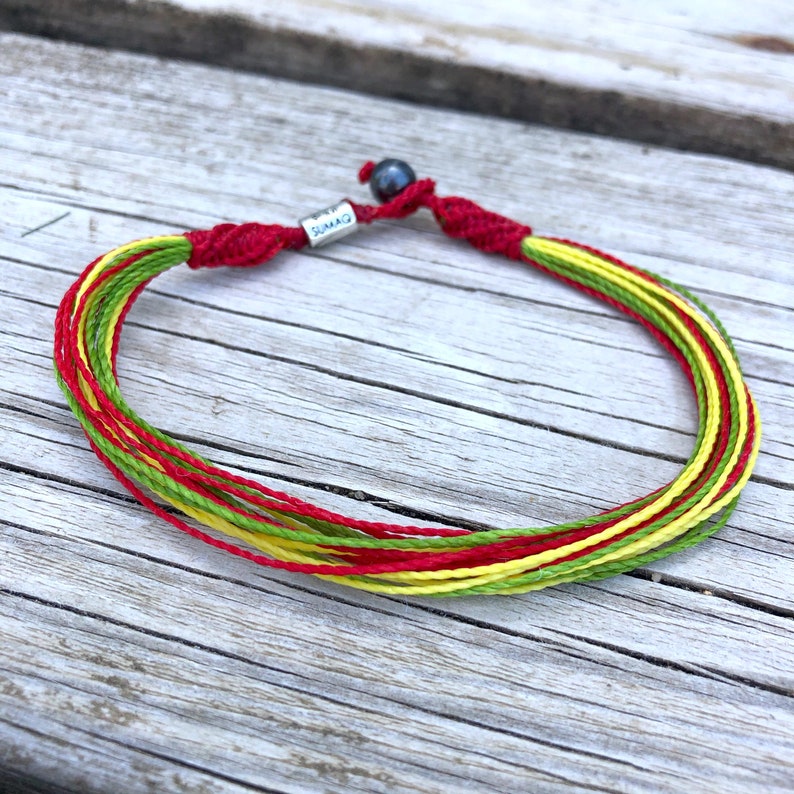 Rasta Bracelet, Rastafarian Flag Anklet in Rasta Colors, Jamaica Woven ...