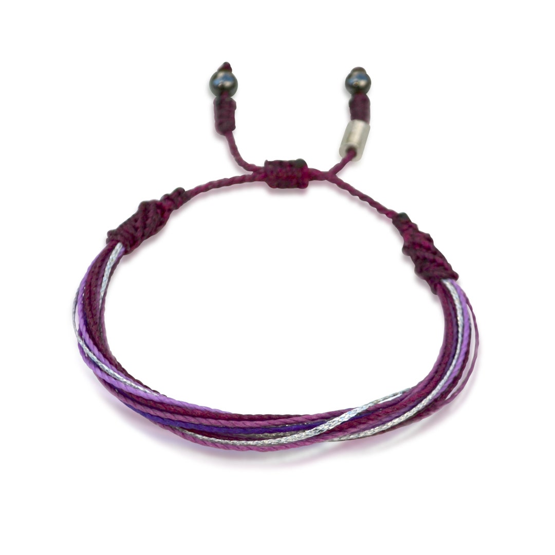 Purple Bracelet Women | Silver and Purple String Bracelet | Purple Rope ...