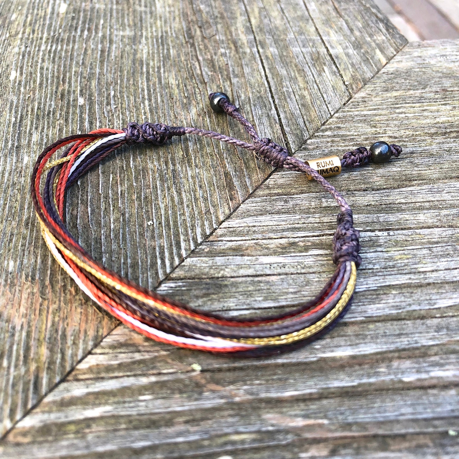 Waxed Cord Bracelet Womens Beach Jewelry Orange Violet | Etsy