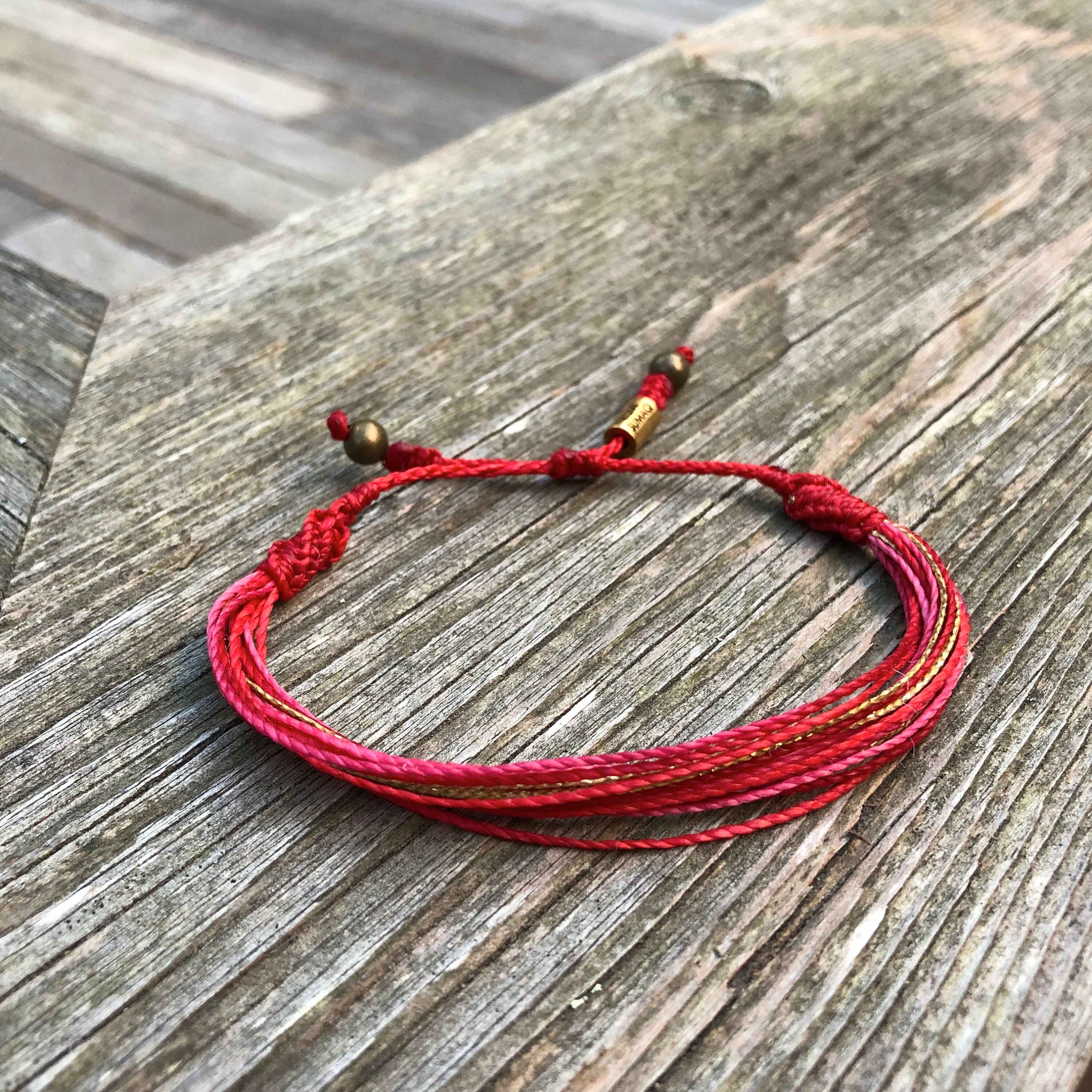 Red Gold Bracelet Red Pink Bracelet Red Thread Bracelet | Etsy