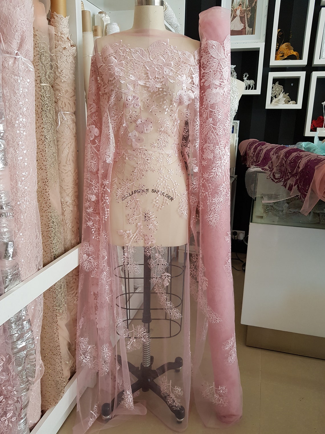 Hand Made, Embroidered, Couture Lace Fabric, French Lace, Lingerie Lace ...