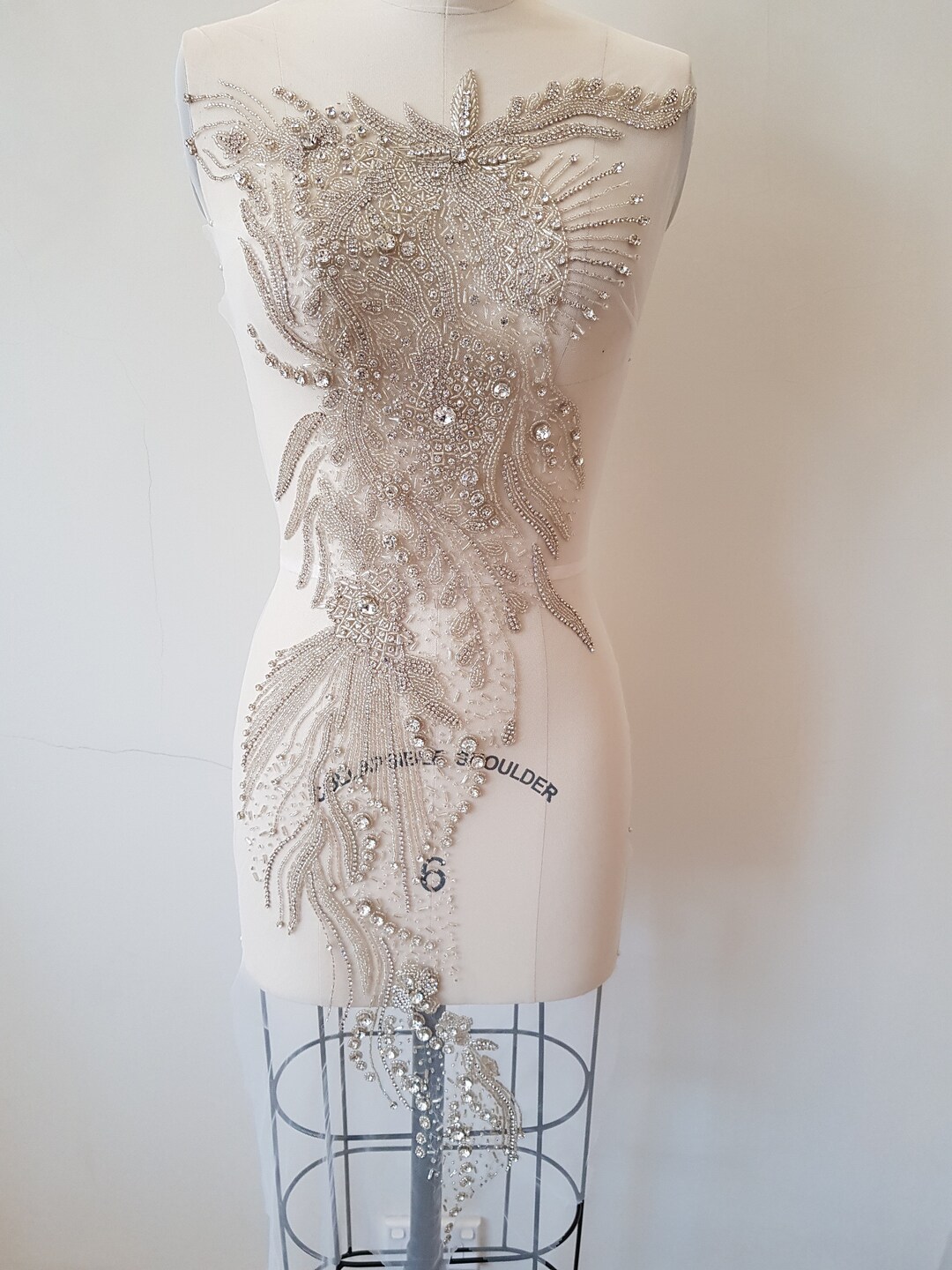Hand Beaded Embroidery Large Assimetrical Motif - Etsy