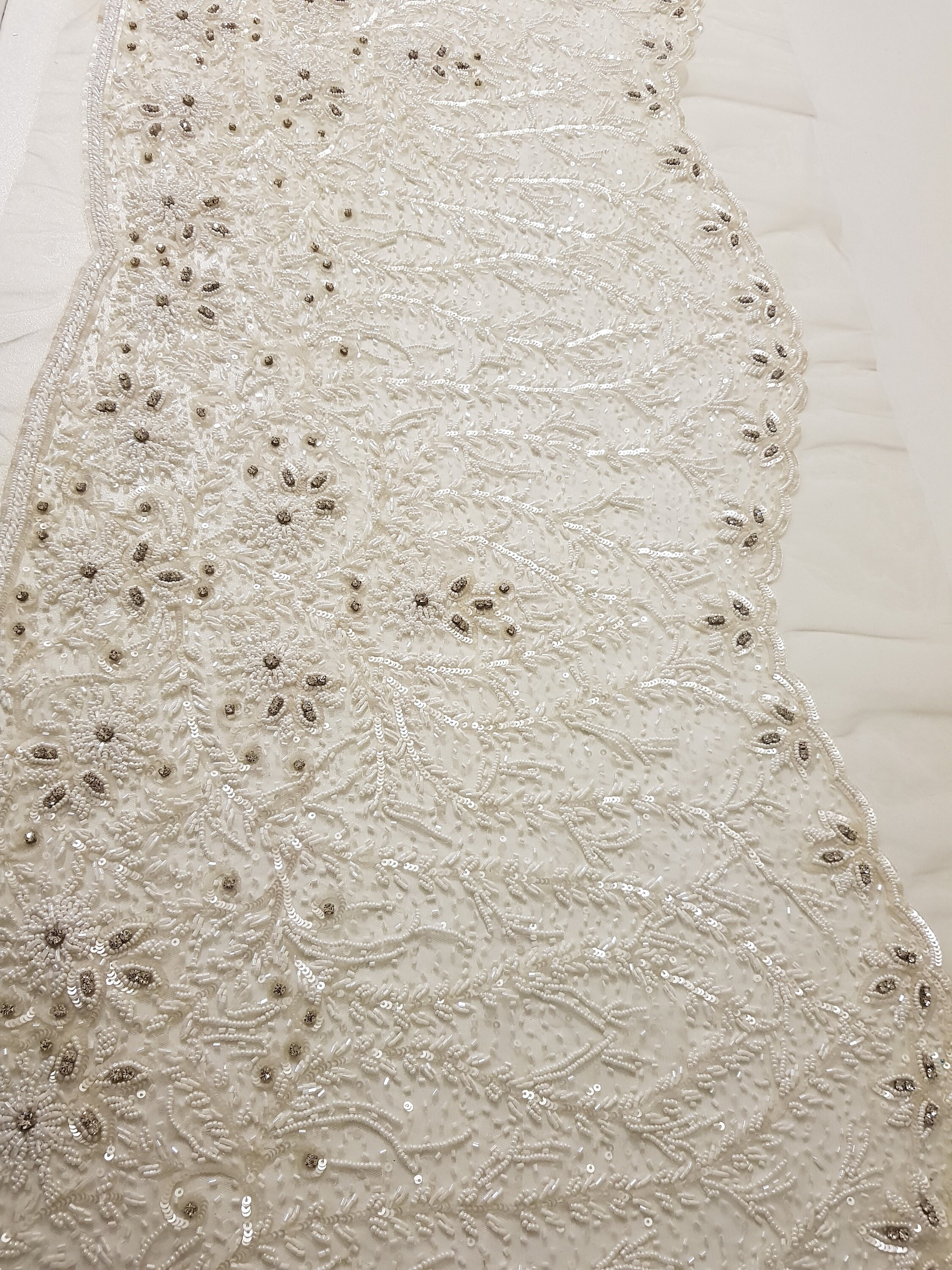 Hand Beaded and Embroidered Large Panel for Bridal Gown, Formal Dress ...