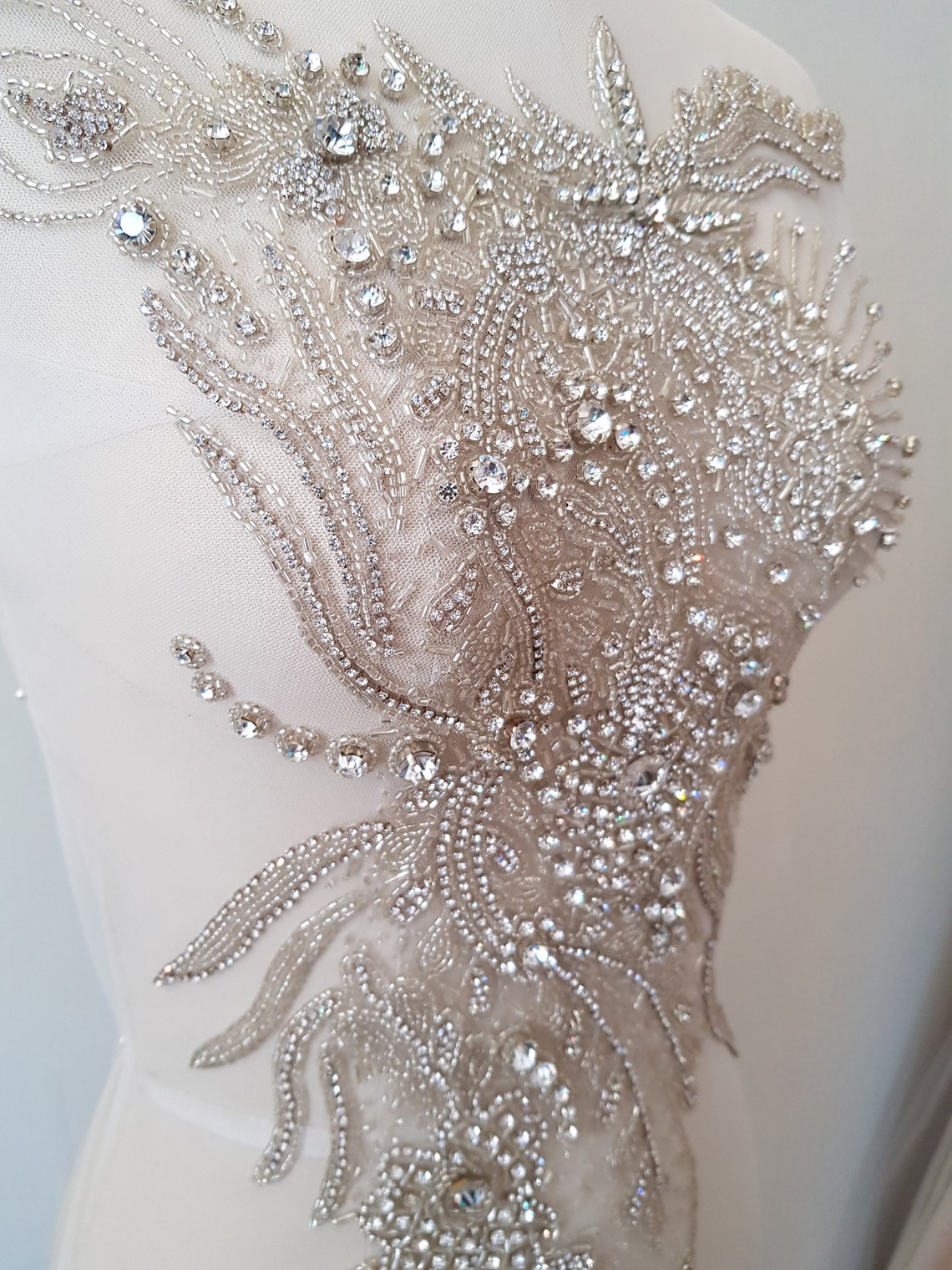 Hand Beaded Embroidery Large Assimetrical Motif - Etsy